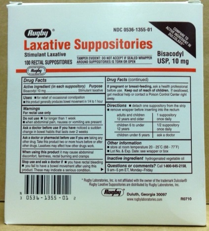 Bisacodyl 10mg Suppositories 100s Rugby