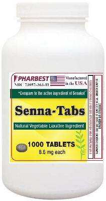Senna (sennosides 8.6mg) Tablets 1000 Count - Order from RxPalace.com